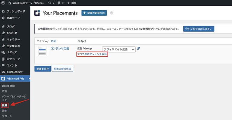 WordPressサイトの広告を一括管理できるプラグイン「Advanced Ads」の使い方 | ワードプレステーマTCD