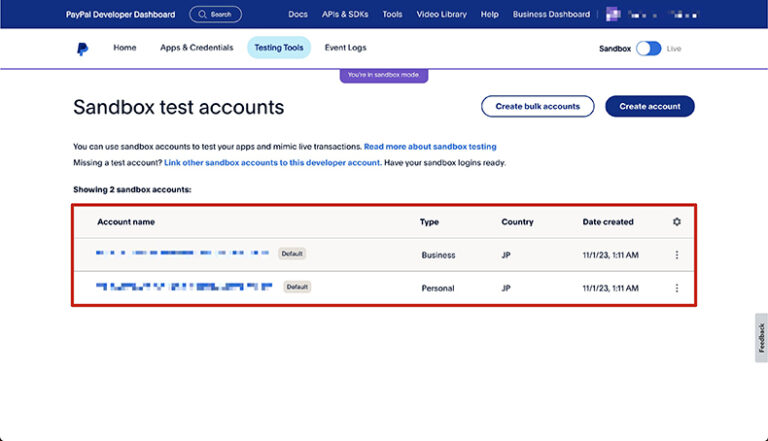 PayPalで決済テストを行う方法 | ワードプレステーマTCD