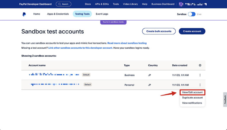 PayPalで決済テストを行う方法 | ワードプレステーマTCD